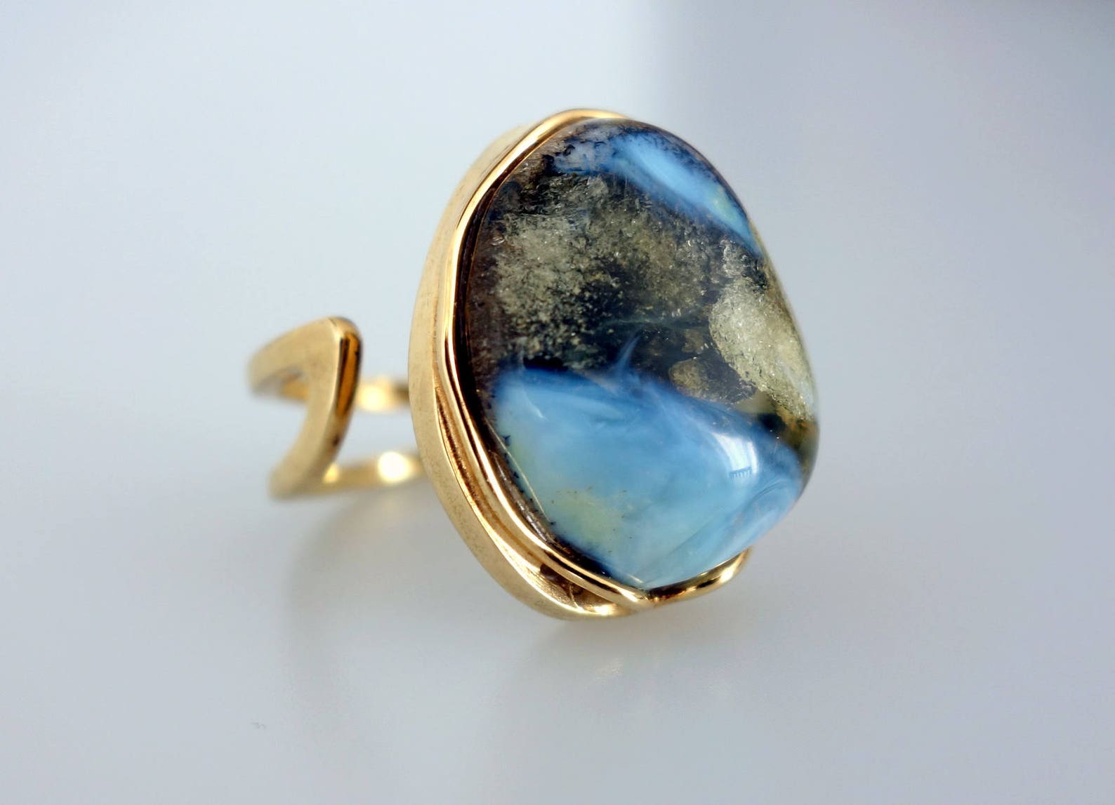 NATURAL Blue BALTIC AMBER Ring - Etsy Canada