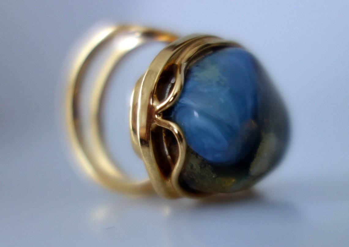 NATURAL Blue BALTIC AMBER Ring - Etsy Canada