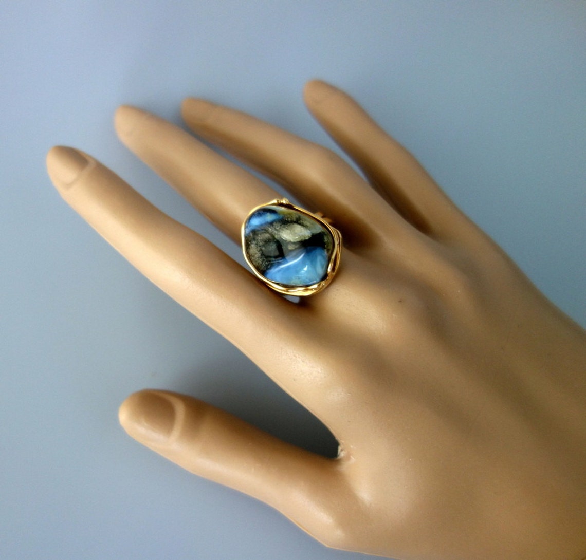 NATURAL Blue BALTIC AMBER Ring - Etsy Canada