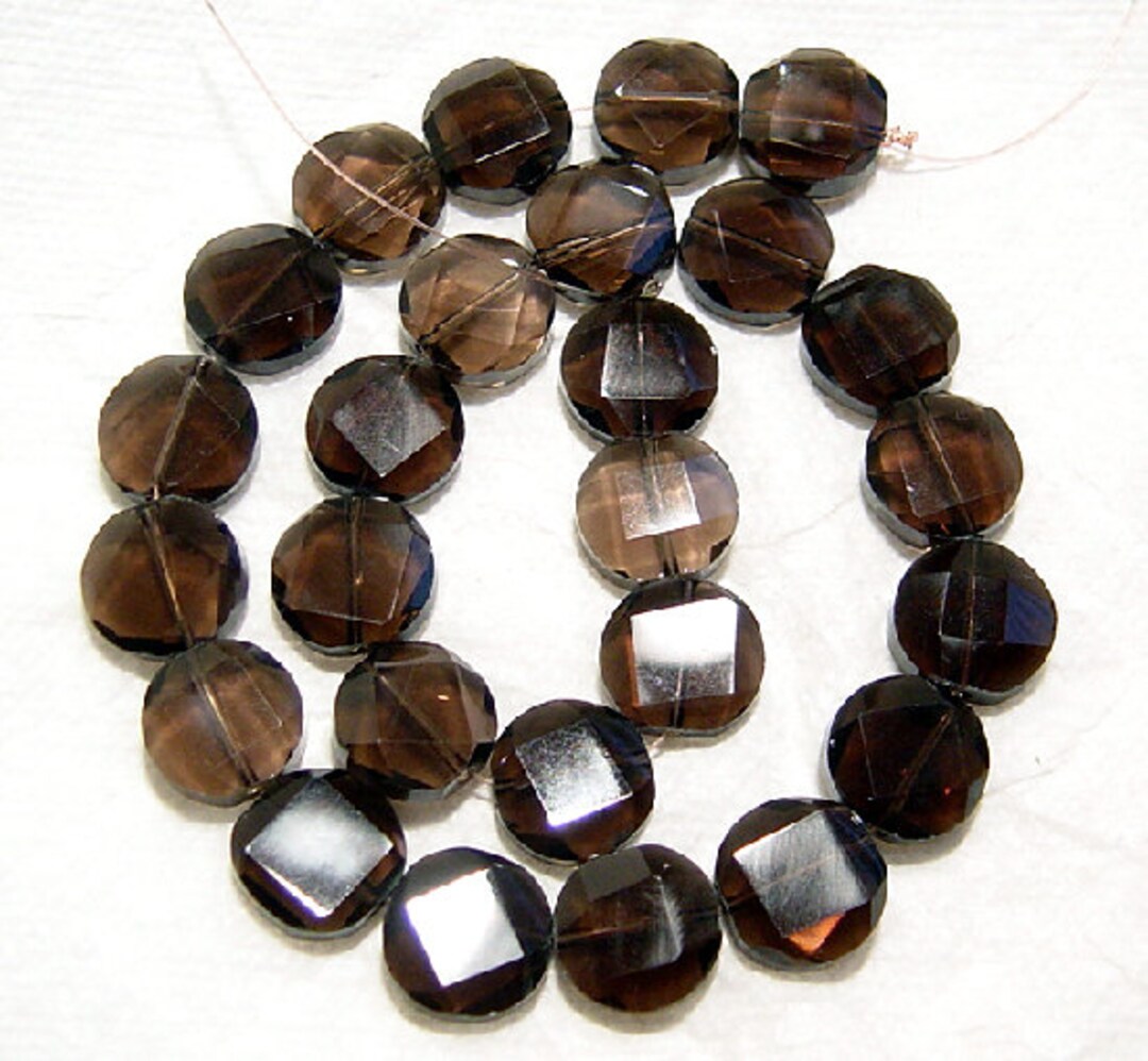 8x5mm Smokey Quartz Faceted Coin/circle Shaped Natural Gemstone Beads ...