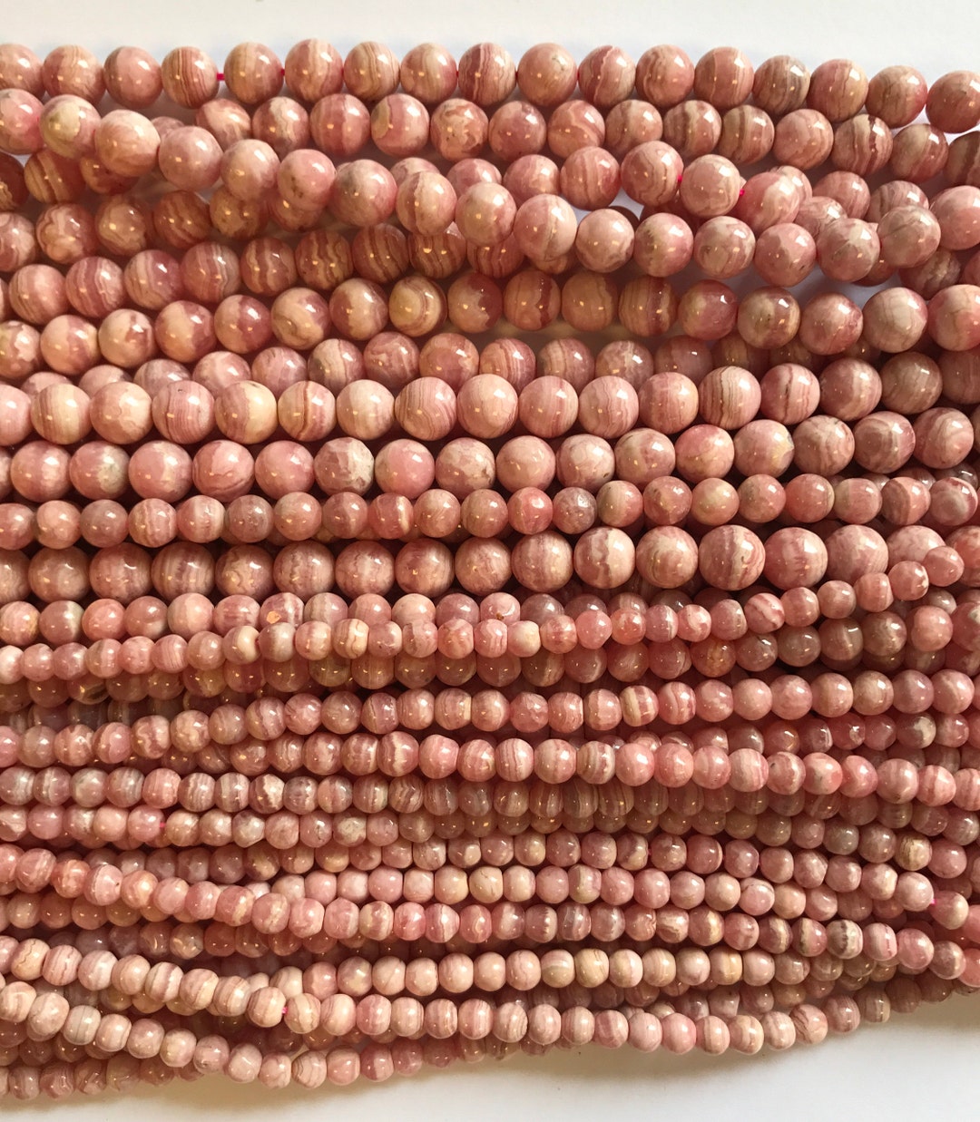 Rhodochrosite 5mm 6mm Round Gemstone Bead -15.5 Inch Strand - Etsy