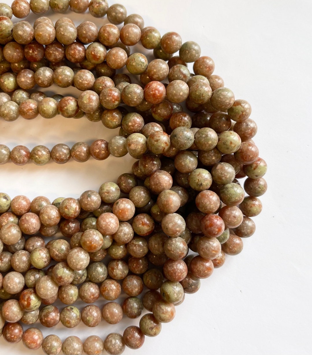 Natural Chinese Rhodonite Smooth Round Natural 8mm Gemstone Bead-15.5 ...