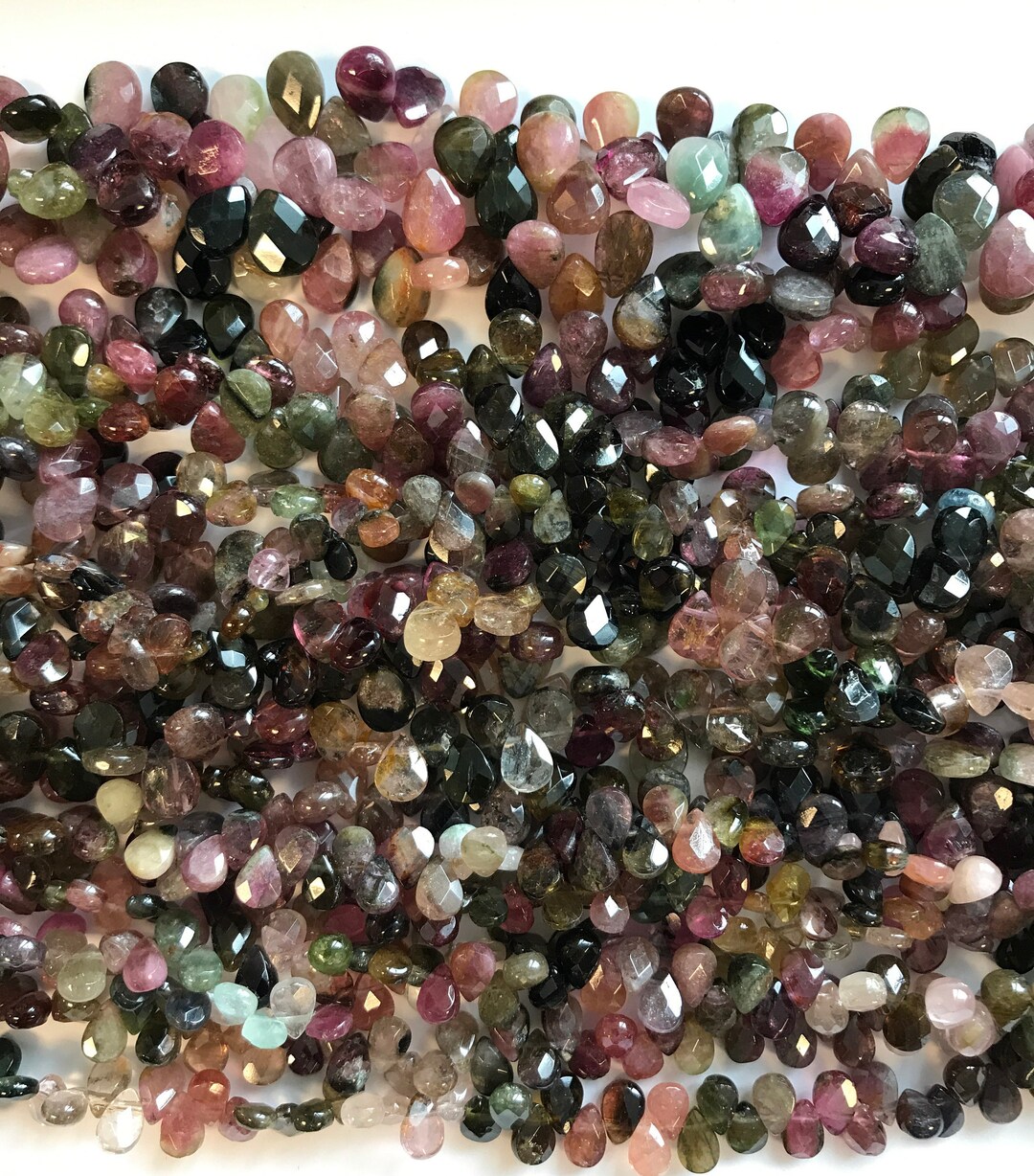 Perle di tormalina naturale a forma di goccia sfaccettata 5 x 7 mm 6 x ...