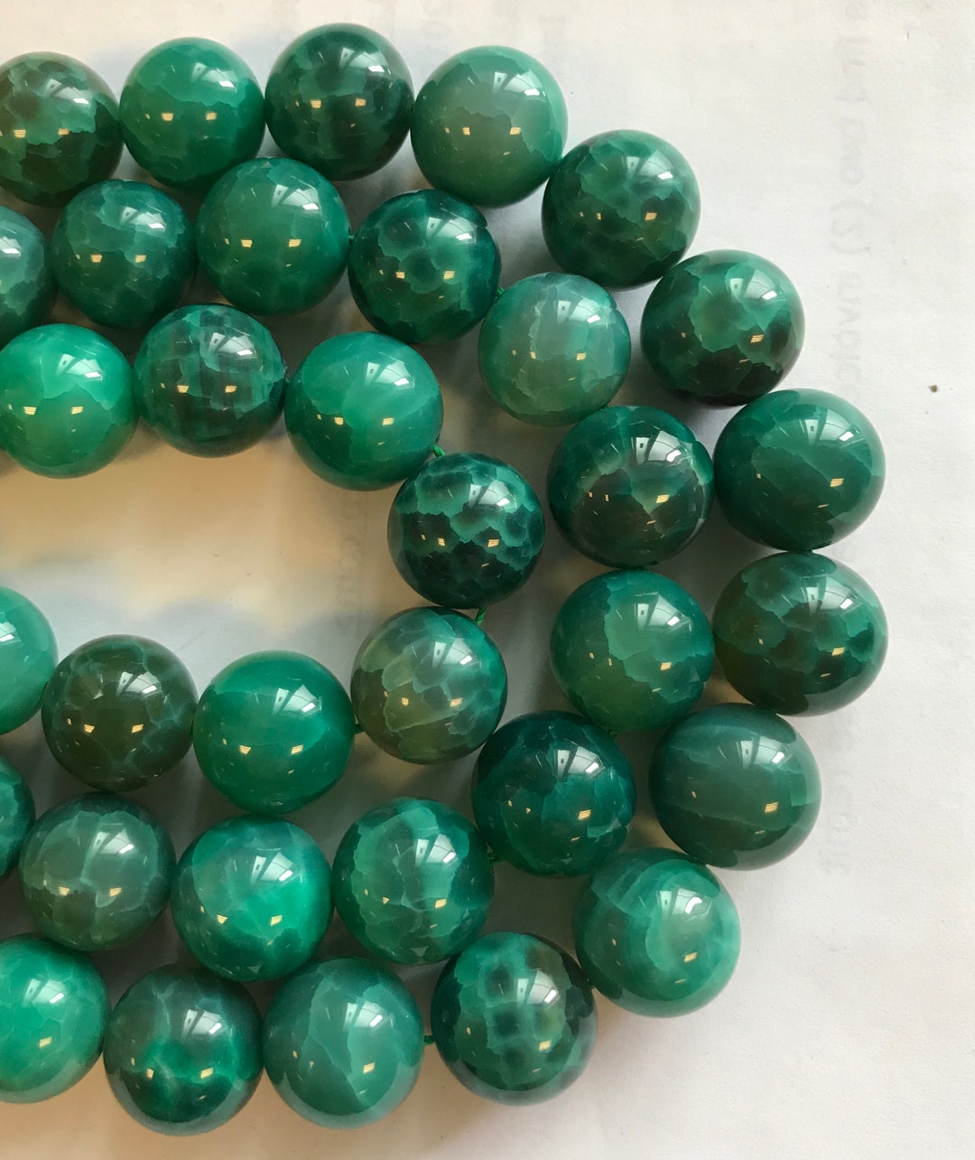 16 Mm Green Fire Agate Round Gemstone Bead - 15.5 Inch Strand - Etsy UK
