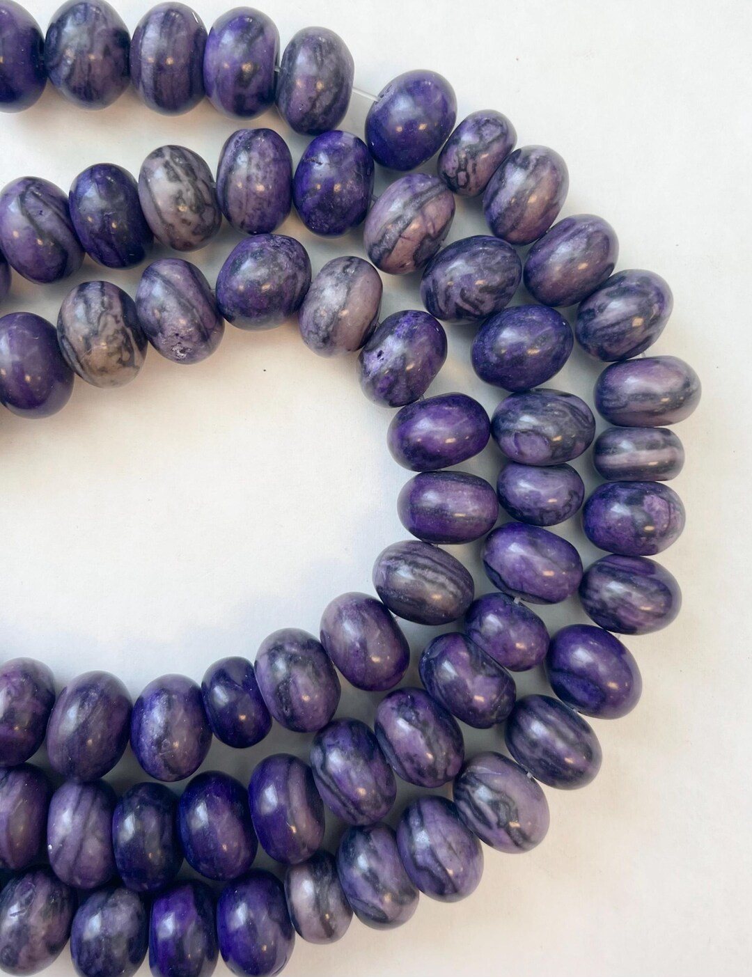 Purple Ocean Jasper 14x10mm Rondelle Gemstone Bead--15.5 Inch Strand - Etsy