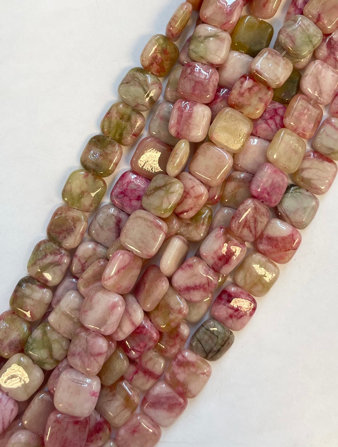 Pink Jade 15x15x5mm Square Gemstone Beads-- 15.5 Inch Strand - Etsy