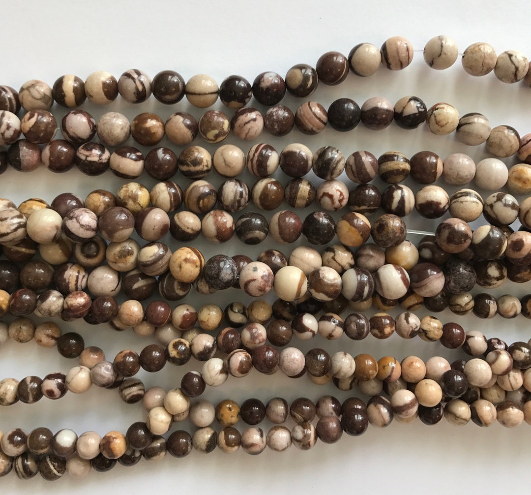 Australia Zebra Jasper 6mm 8mm Round Gemstone Beads -15.5 Inch Strand ...