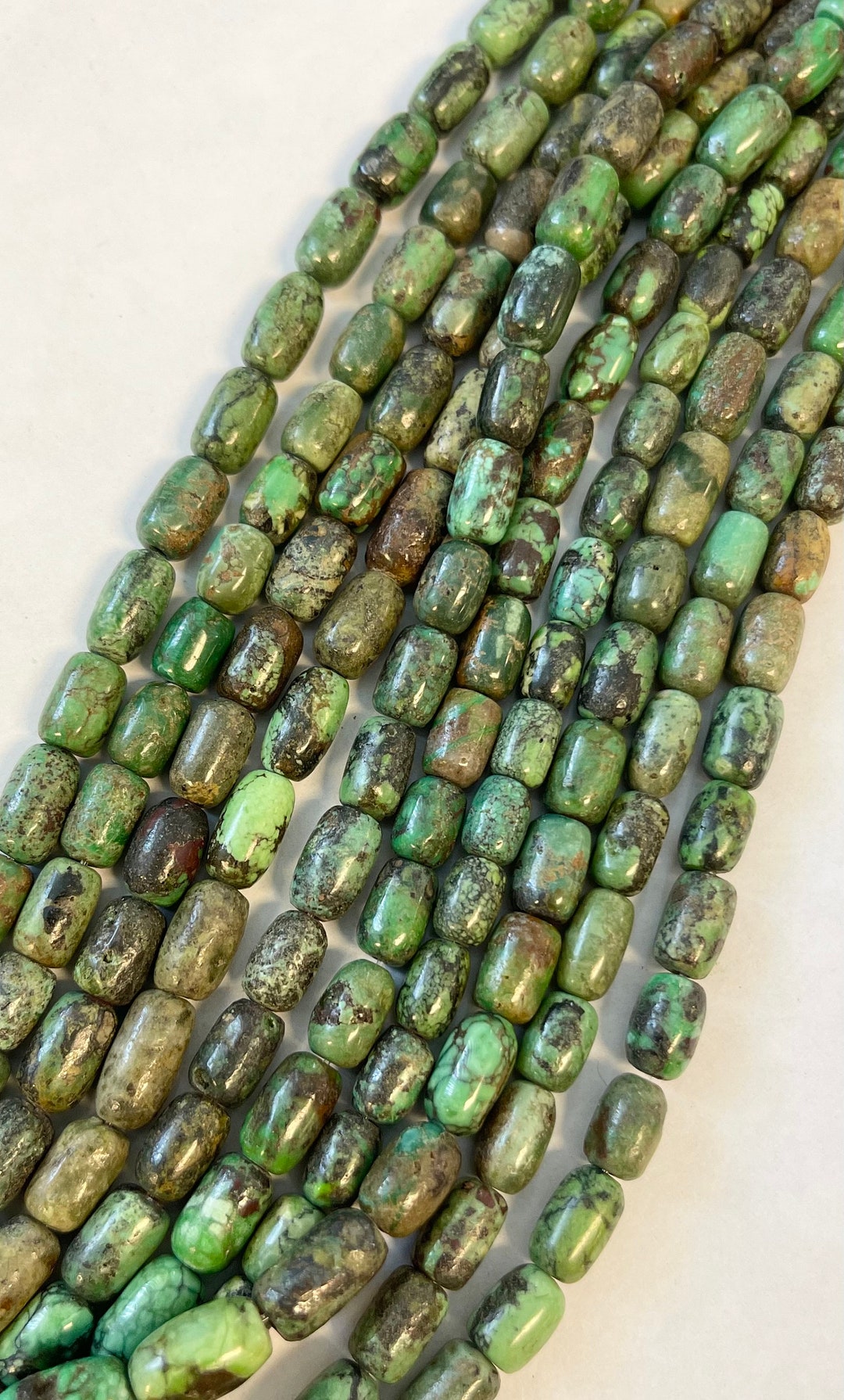 100% Natural Green Turquoise (8-12)x6mm Barrel Gemstone Beads - 15.5 ...