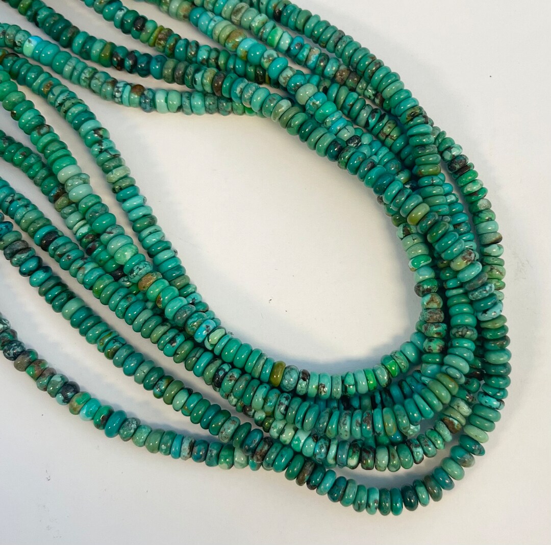 Genuine Turquoise 4x2mm Rondelle Gemstone Beads -15.5 Inch Strand--tr03 ...