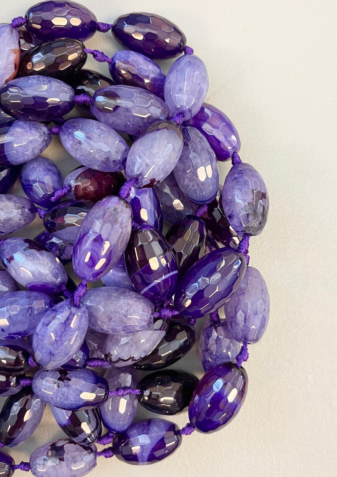 Purple Agate 25x15mm Faceted Barrel Gemstone Beads -- 15.5 Inch Strand ...