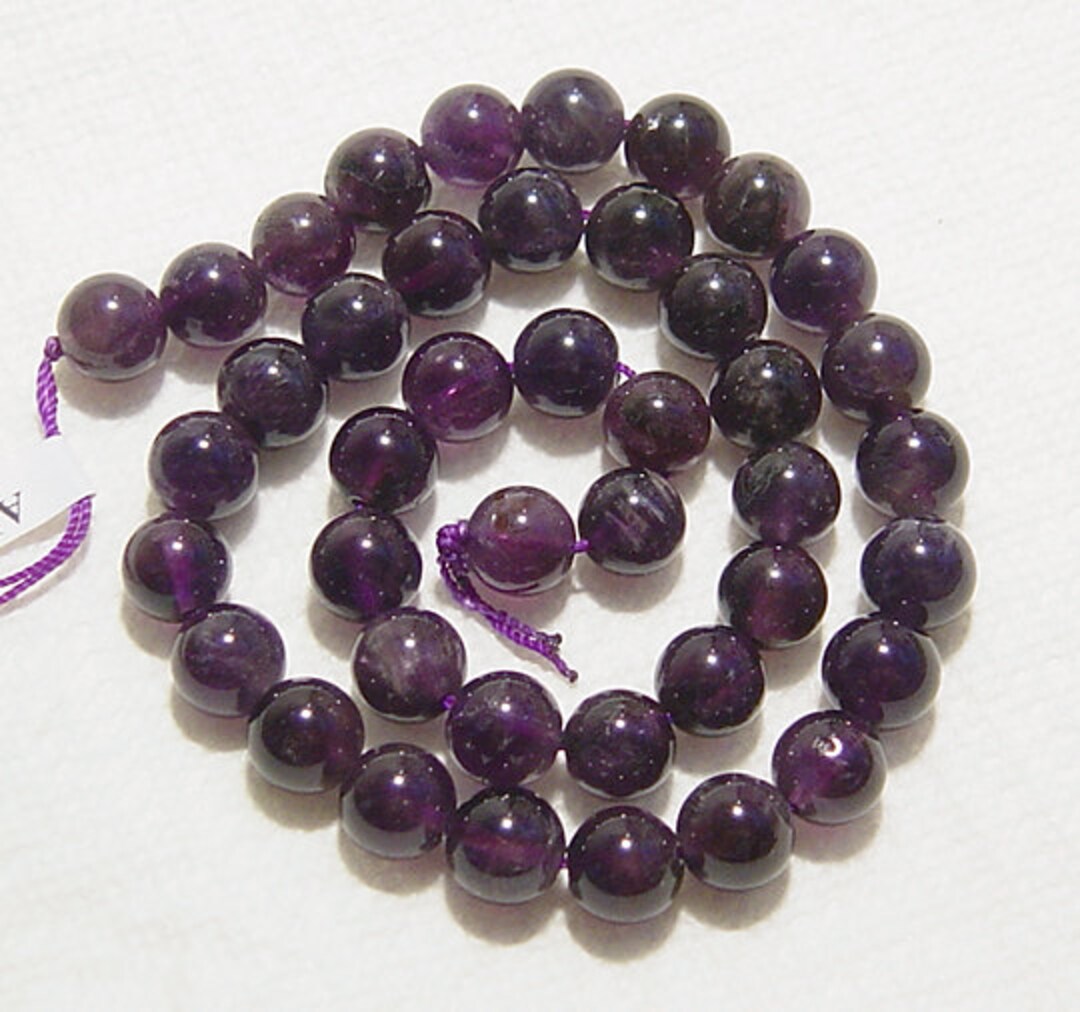 Amethyst Smooth Round Natural Gemstone Bead-6mm 8mm,11mm 14mm-15 Inch ...