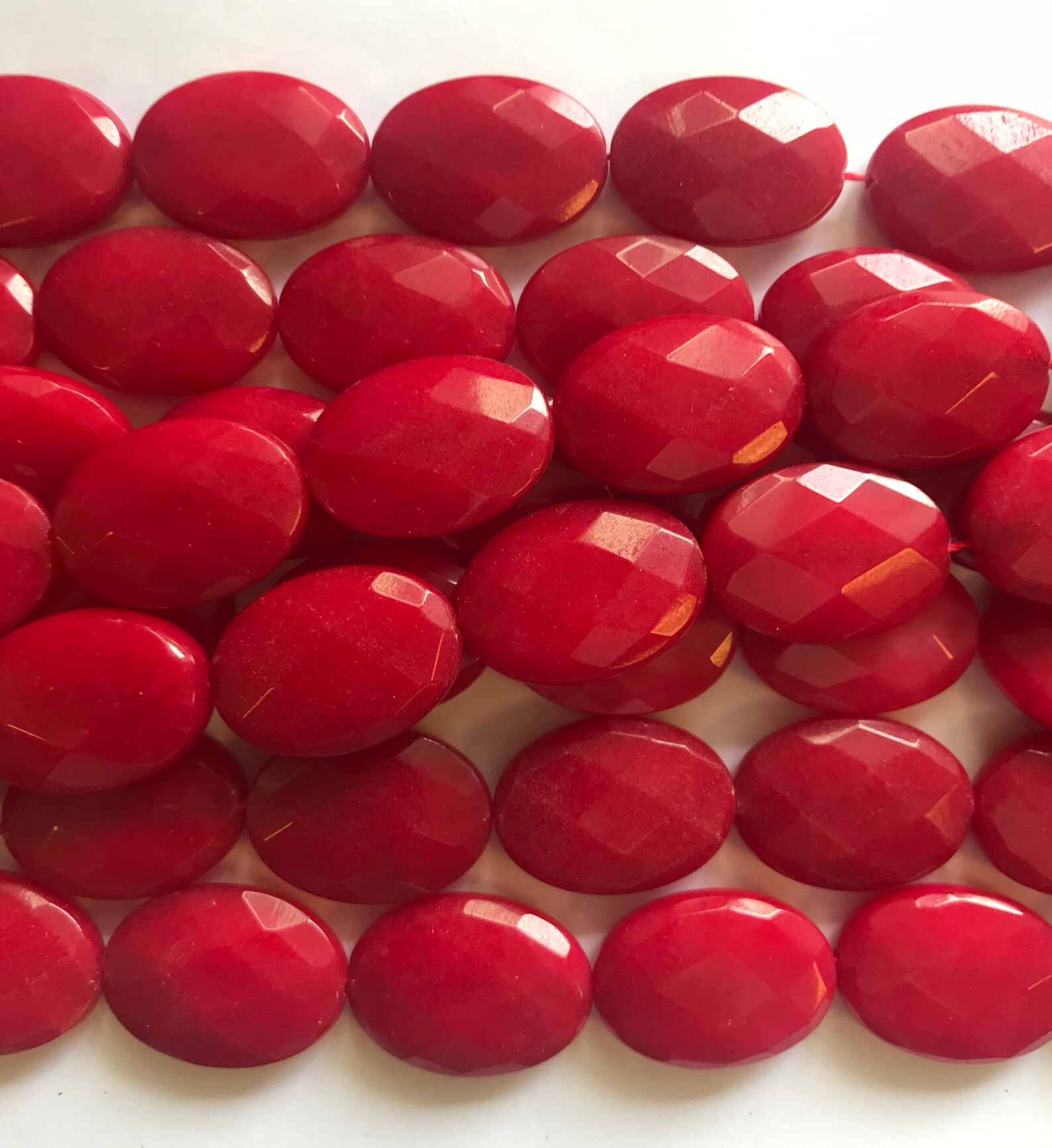 Ruby Jade 25x18x7mm Faceted Oval Gemstone Beads15.5 Inch - Etsy