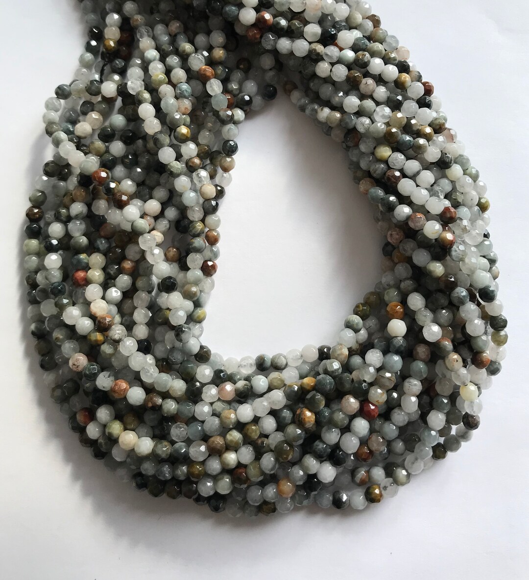 Natural Hawk's Eye Faceted Round Gemstone Bead-4mm-15.5 Inch Strand- - Etsy