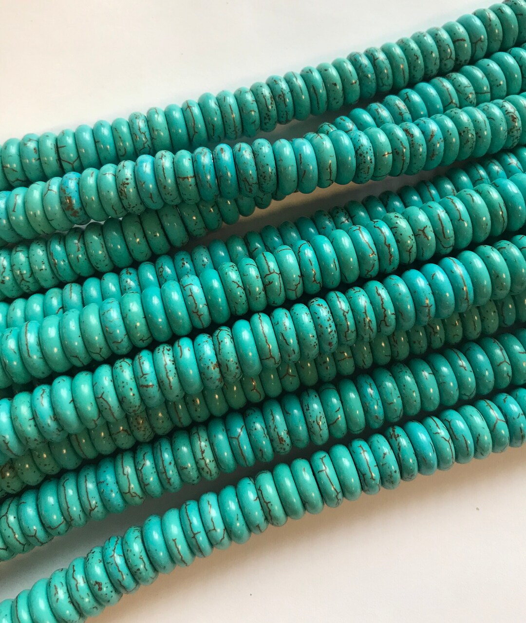 Turquoise 8x3mm 10x3mm Rondelle Gemstone Bead-15.5" Strand- - Etsy