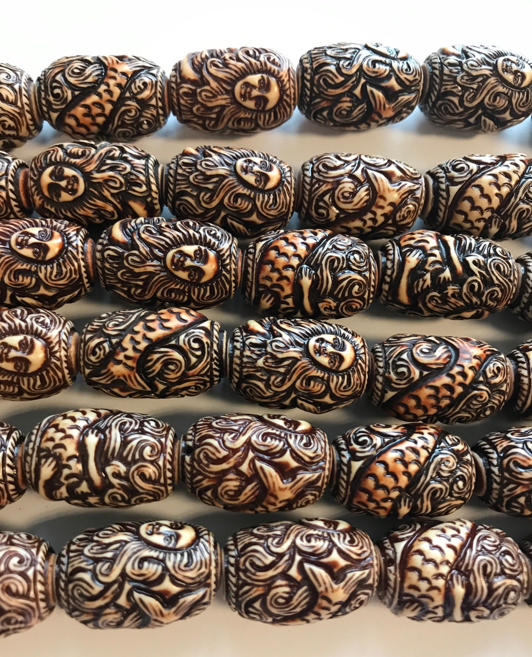 Bone 25x15mm Carved Barrel Gemstone Beads--15.5 Inch 15 Pieces - Etsy