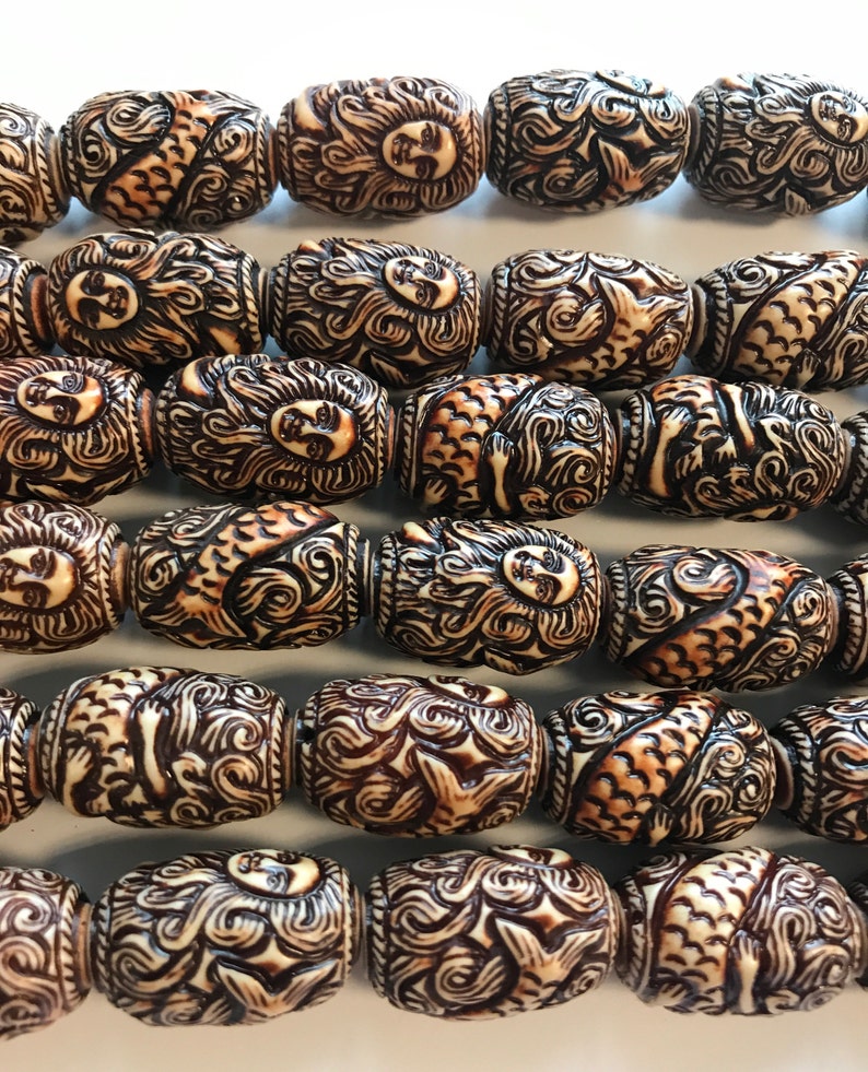 Bone 25x15mm Carved Barrel Gemstone Beads--15.5 Inch 15 Pieces - Etsy