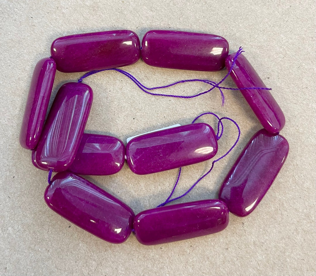 Fuchsia Jade 40x18x8mm Rectangle Gemstone Bead -15.5 Inch Strand - Etsy