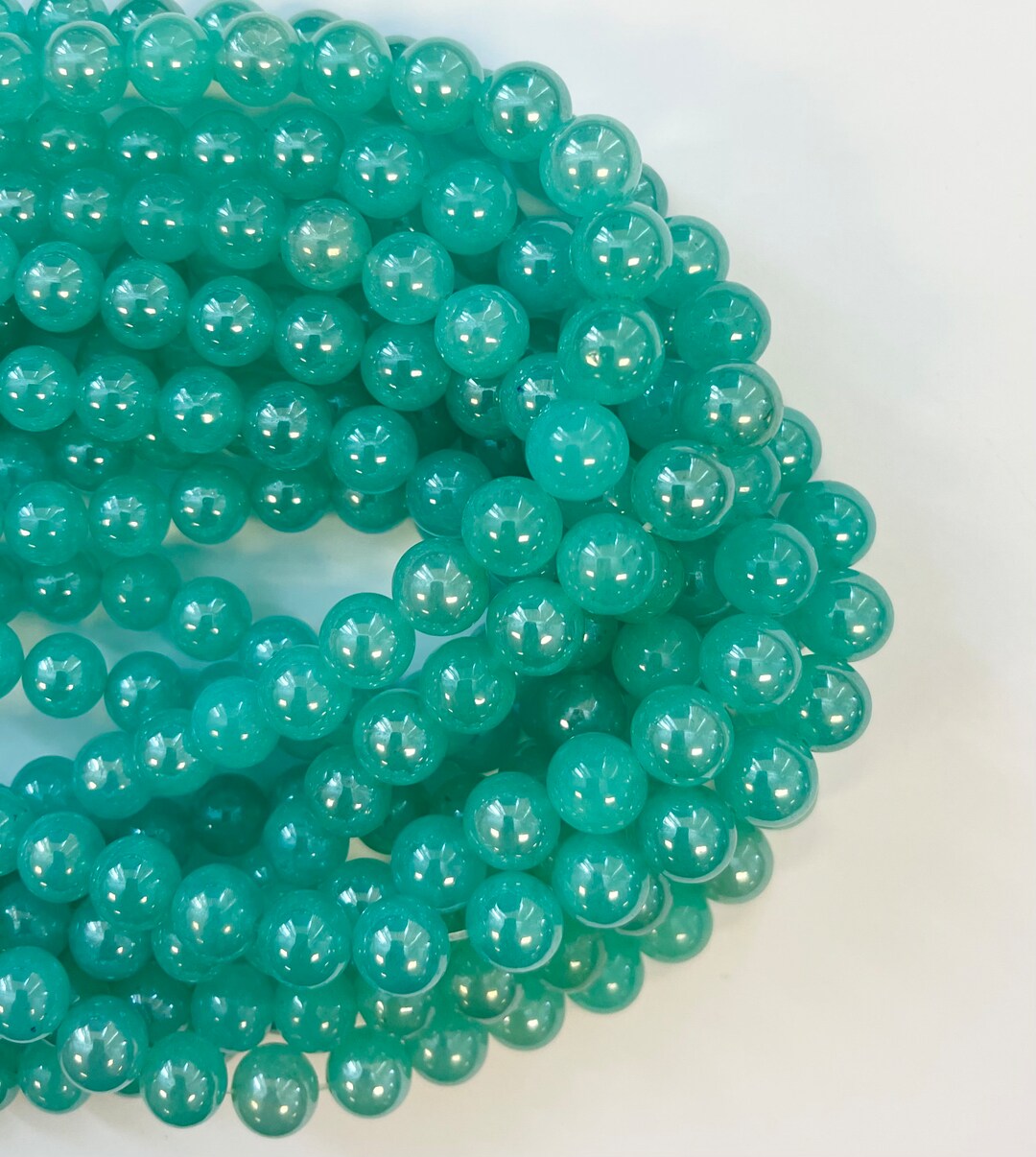 Blue AB Jade 6mm 8mm 10mm 12mm 14mm Round Gemstone Bead--15.5 Inch ...