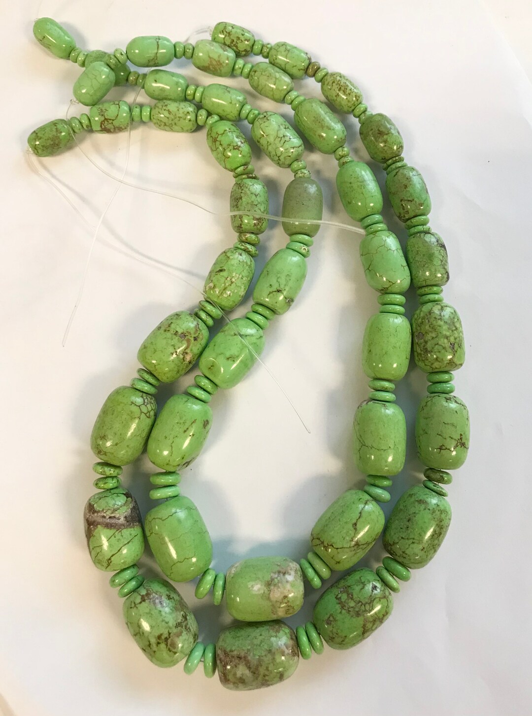 Green Turquoise (5x2-8x3)mm-(12x8-20x15)mm Graduated Rondelle & Barrel ...