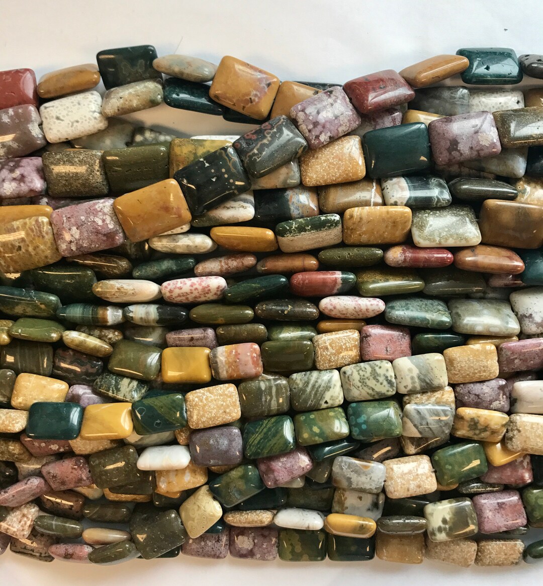 Ocean Japer Rectangle 14x10x4-5mm 18x13x5-6mm Gemstone Beads -15 Inch ...