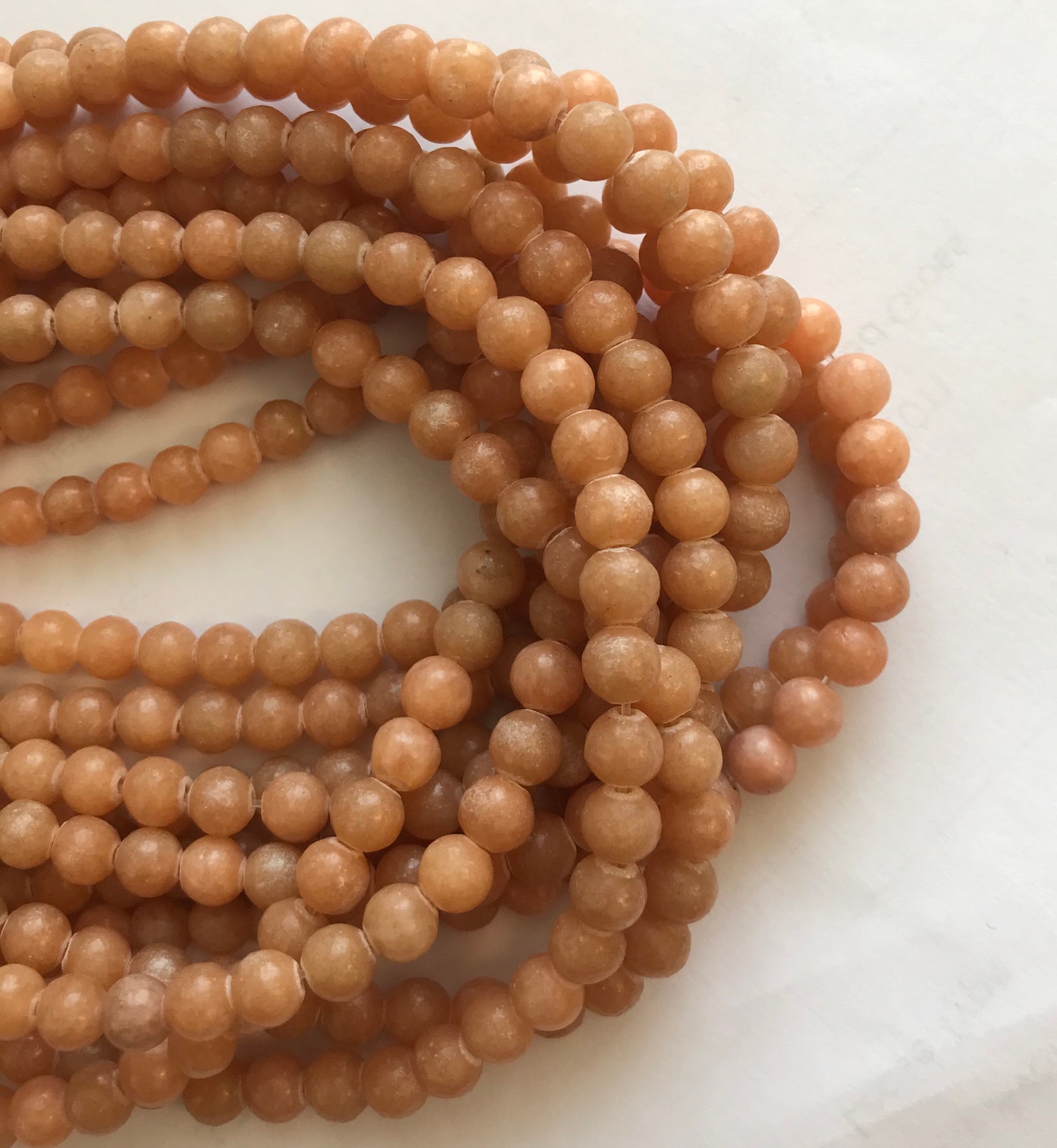 Natural Peach Jade 6mm Round Gemstone Beads 15.5'' | Etsy