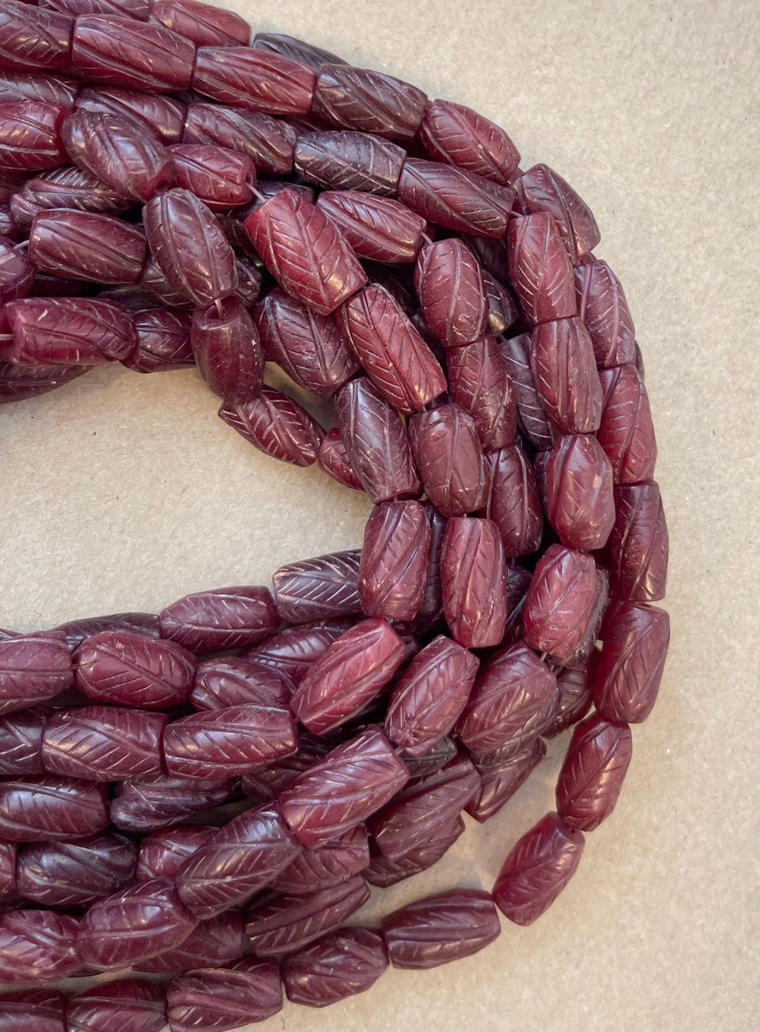 Red Jade (16-18)x(19-10)mm Carved Barrel Gemstone Bead--15.5 Inch ...