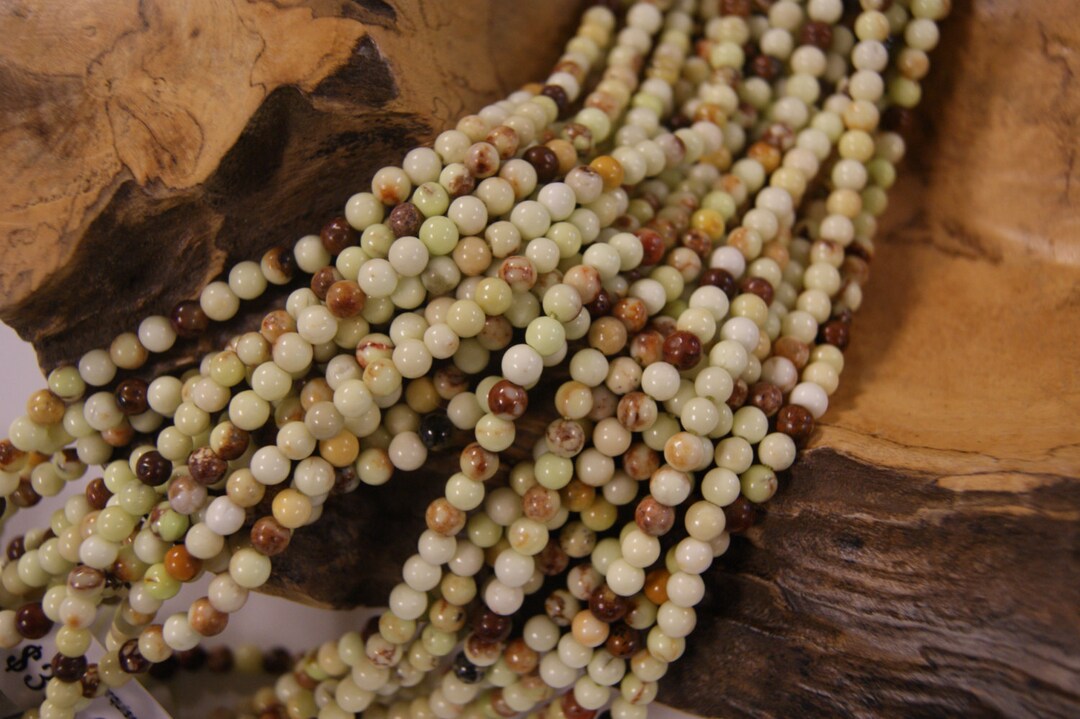 Lemon Turquoise 5mm 6mm Smooth Round Shaped Natural Gemstone Bead -15.5 ...