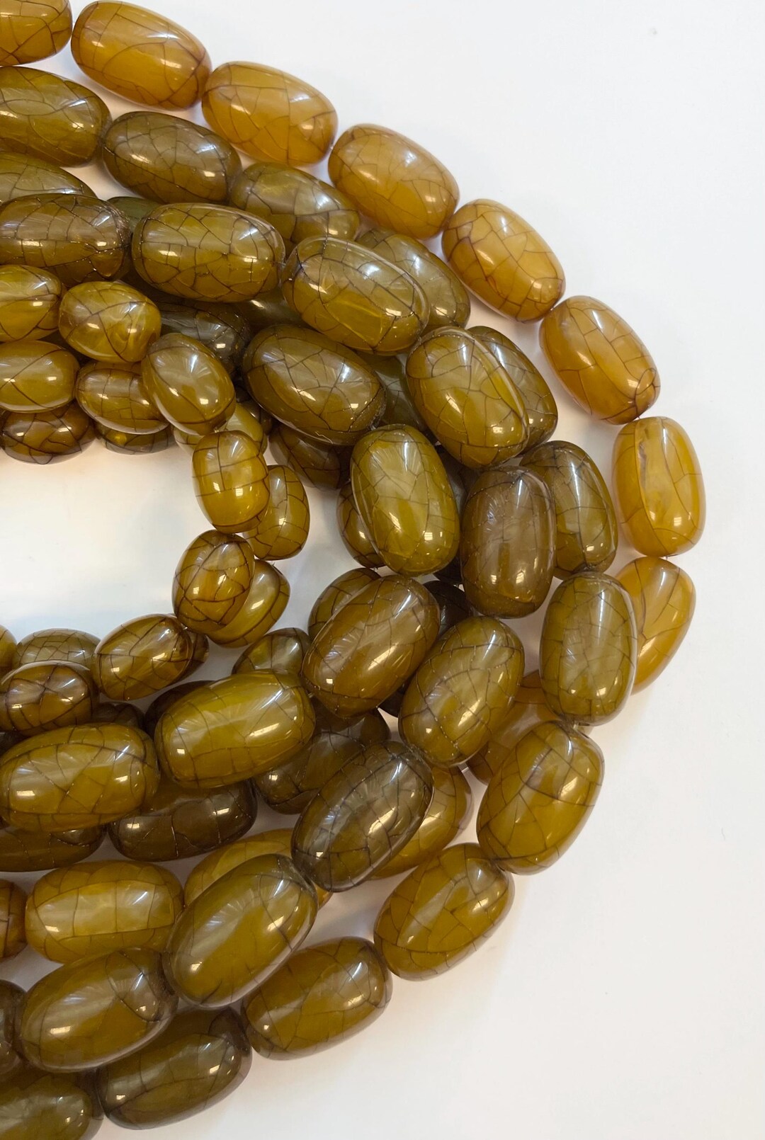 Reconstructed Amber 16x12mm 24x16mm Barrel Gemstone Bead--15.5 Inch ...