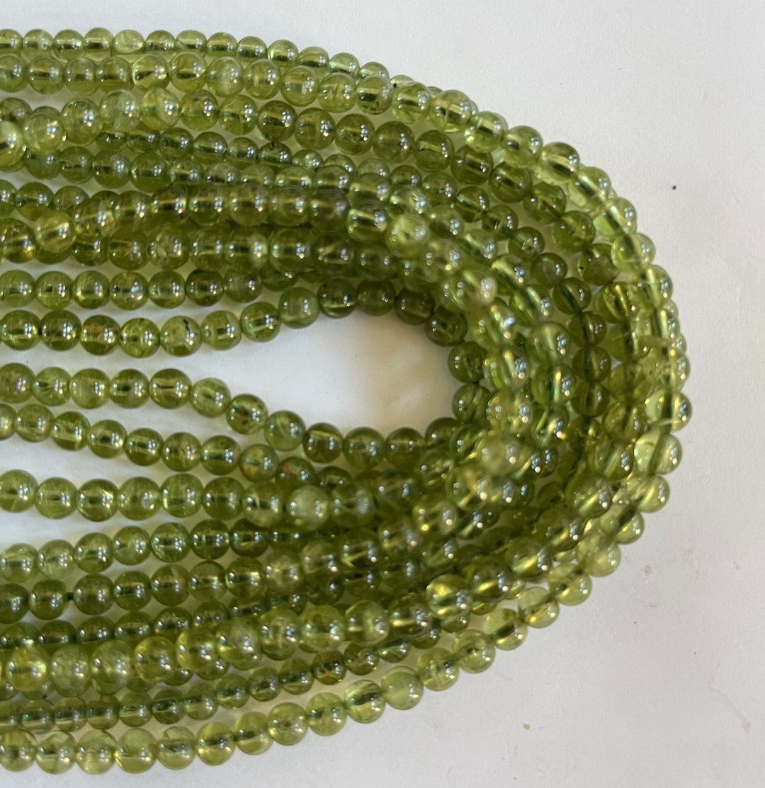 Natural Peridot 4mm 5mm Round Gemstone Beads--15.5