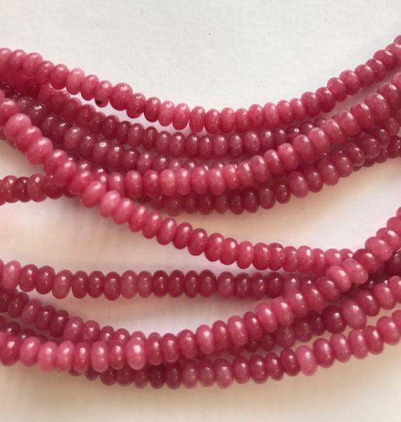 Ruby Jade 5x3mm Rondelle Gemstone Beads 15.5 - Etsy