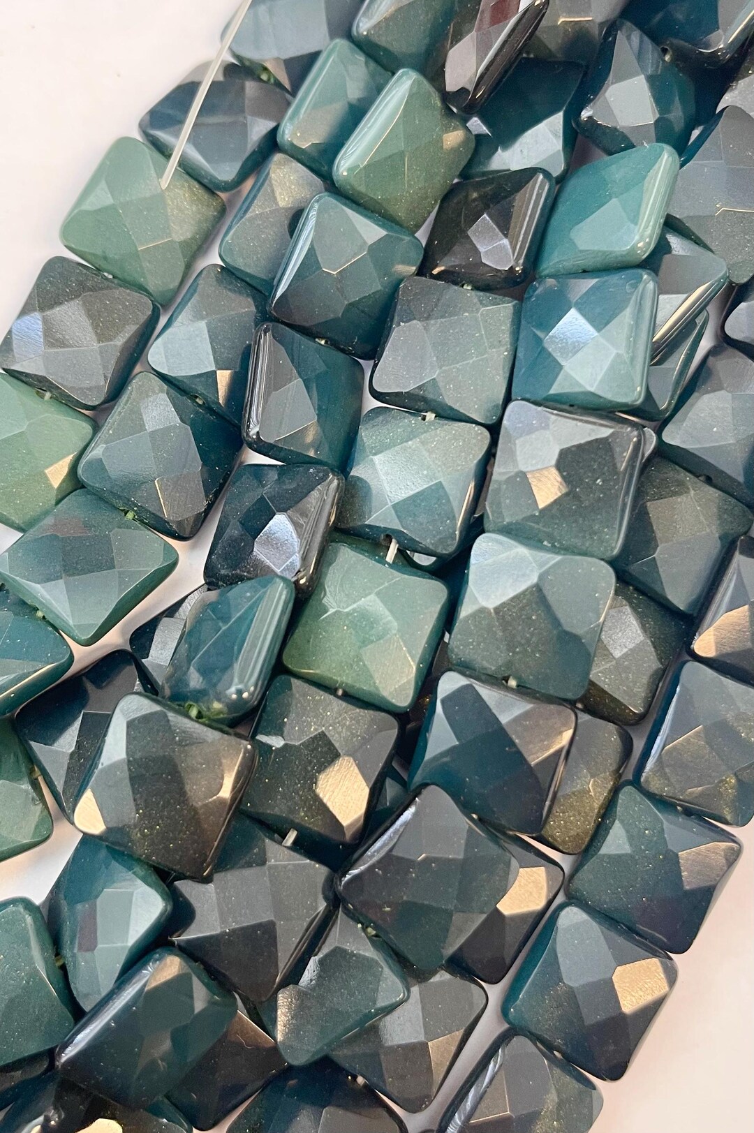 Green Goldstone 14x14x6mm Faceted Square Gemstone Beads---7" - Etsy