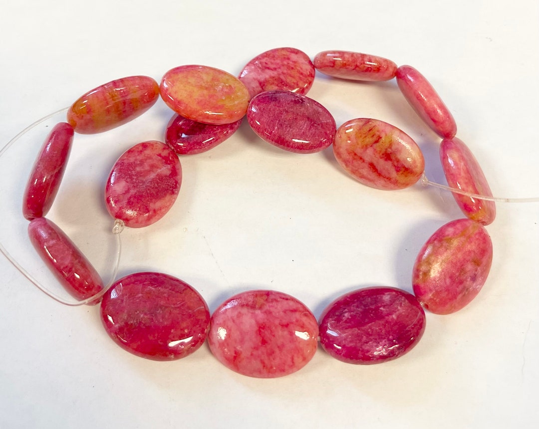 Jade 25x18x8mm Flat Oval Gemstone Bead--15.5 Inch Strand - Etsy