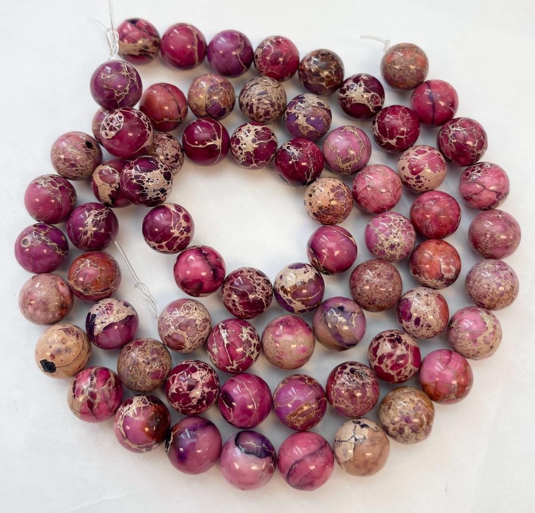 Purple Jasper 12mm Round Gemstone Bead--15.5 Inch Strand - Etsy