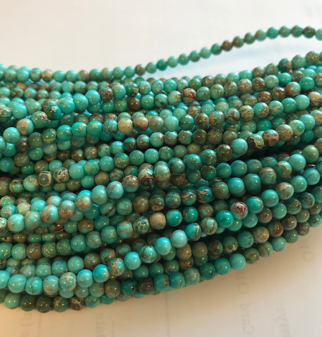 Chinese Turquoise 4mm 6mm 8mm 10mm Round Gemstone Beads--15.5 Inch ...