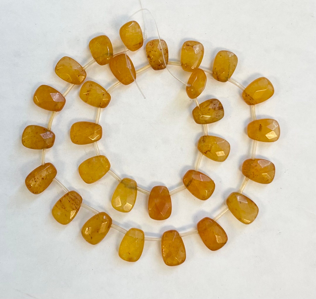 Honey Jade 14x10x5mm Faceted Rectangle Gemstone Bead -15.5 Inch Strand ...