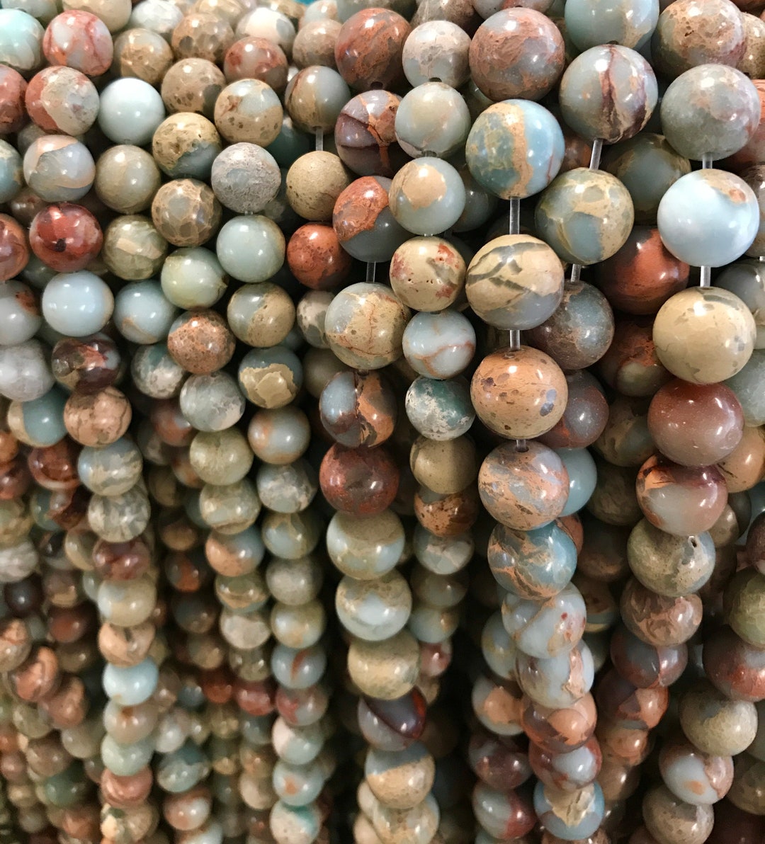 African Blue Opal 6mm 8mm 10mm Round Gemstone Beads -15.5 Inch Strand ...