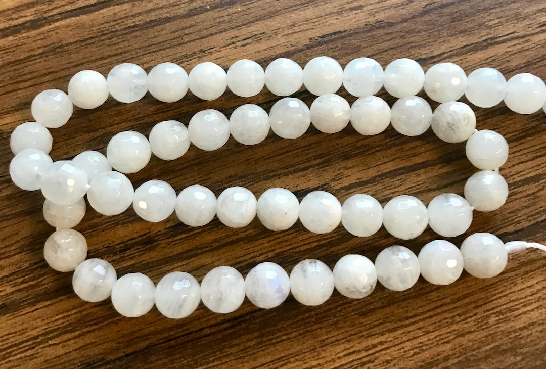 Moonstone 6mm 7mm 10mm Round Faceted Natural Gemstone Beads -- 15.5 ...