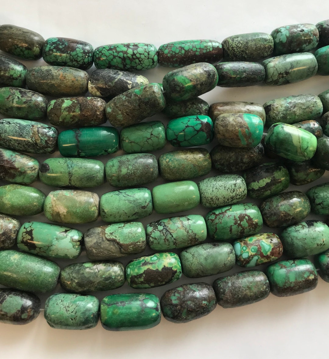 Natural Genuine Green Turquoise (12-14)x(15-25)mm Barrel Natural ...