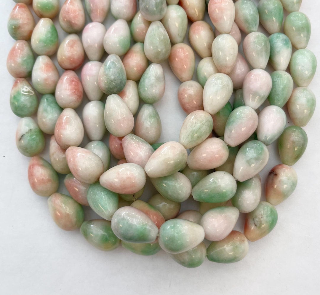 Watermelon Jade 18x12mm Teardrop Gemstone Beads--15.5 Inch Strand - Etsy UK