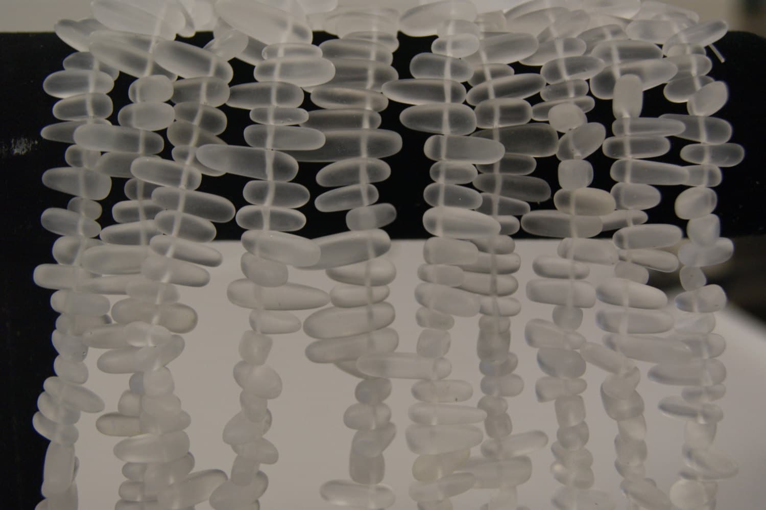 3 strands/10 strands 13x5x5mm Black Stick Free-form matte sea glass ...