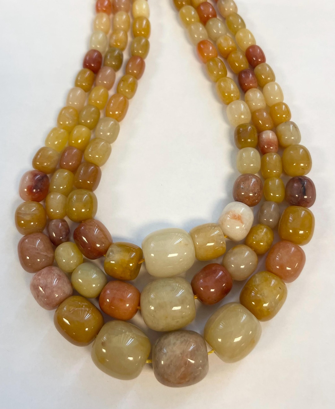 Natural Honey Jade (8x6)mm-(17x18)mm Graduated Barrel Gemstone Beads-15 ...