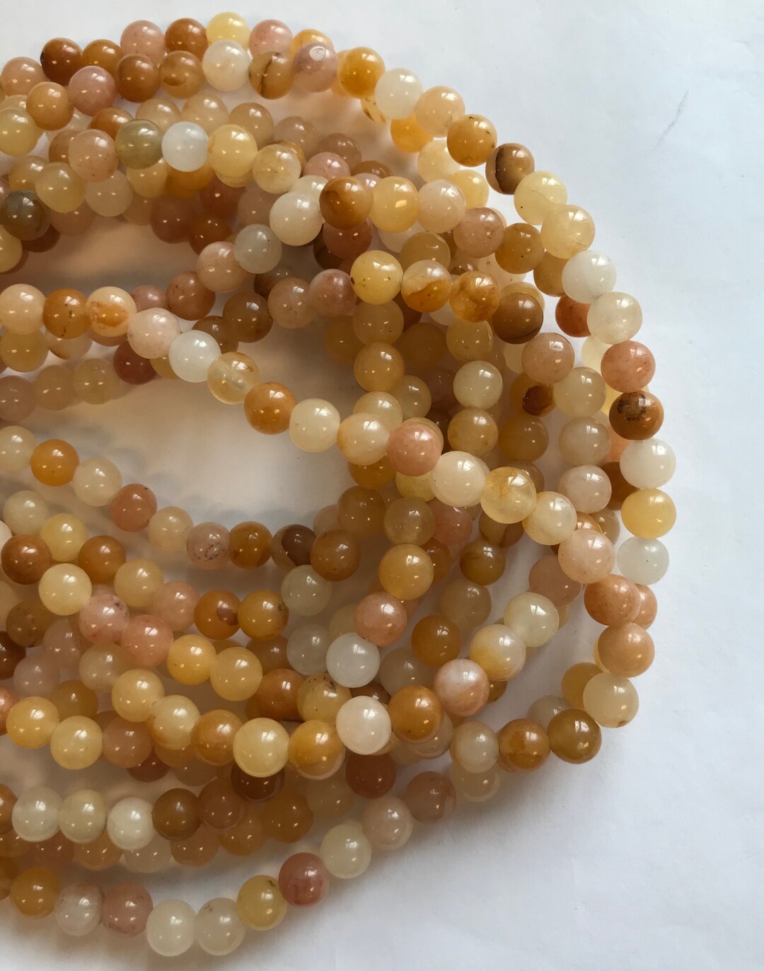 Natural Honey Jade 6mm Round Gemstone Beads15 5 Etsy