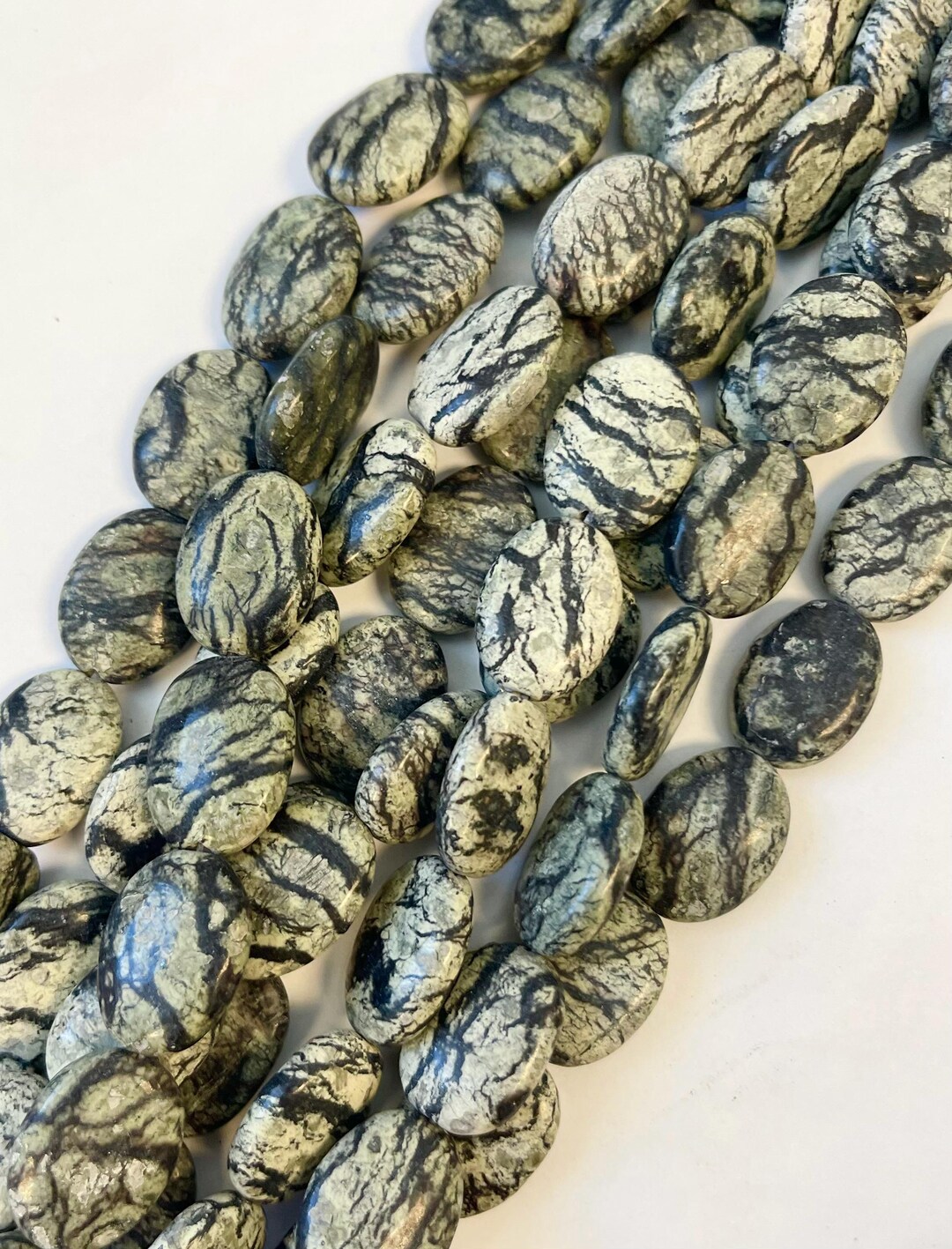 Jasper 20x15x6mm Flat Oval Gemstone Beads - 15.5 Inch Strand - Etsy
