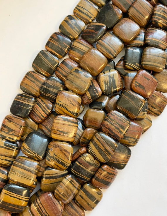 Buy Tiger Stone 10x5mm 12x6mm 14x6mm 20x7mm Flat Square Gemstone Bead15.5 Inch Strand Online in India Etsy