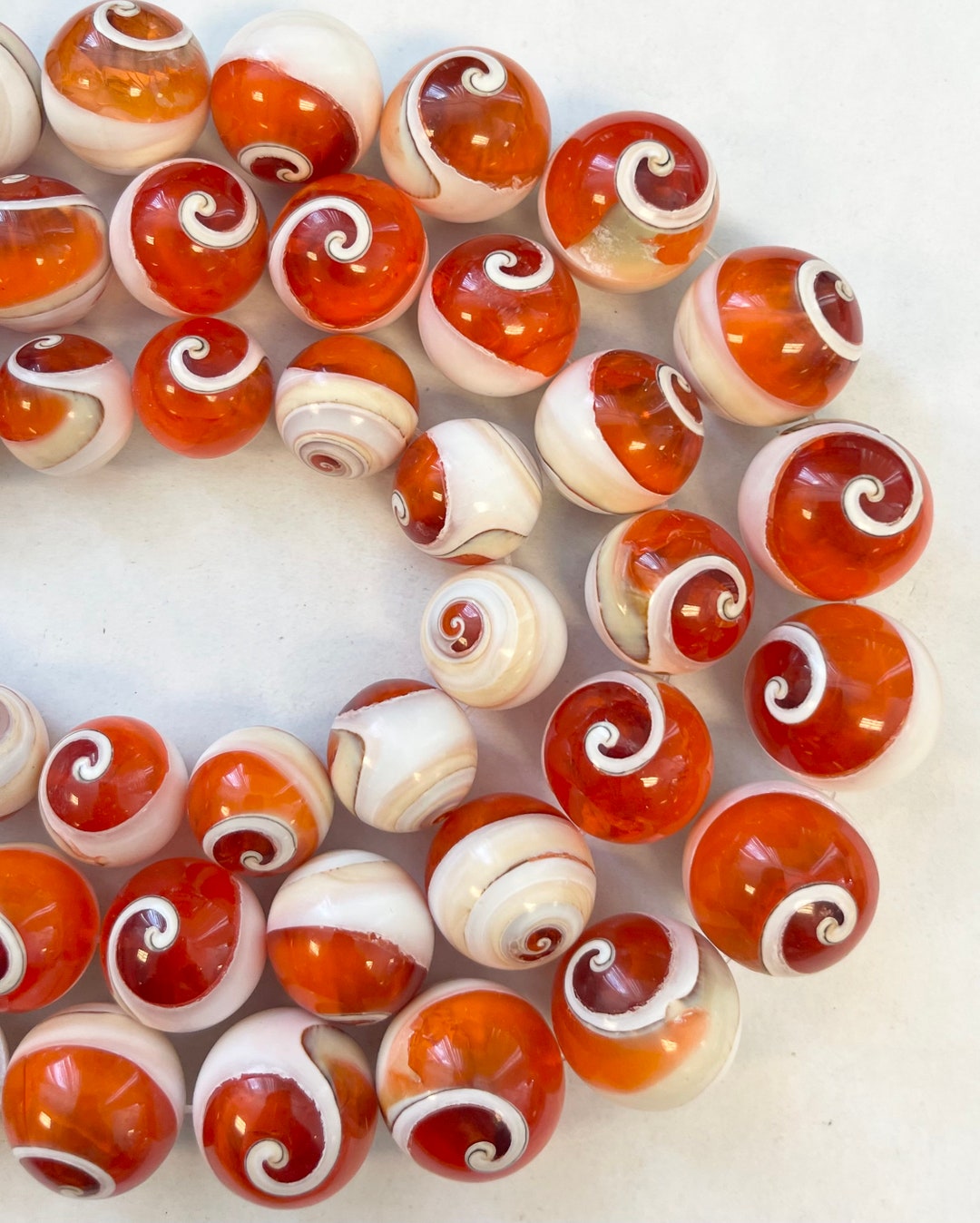 Natural Shell 18mm 20mm 22mm Round Gemstone Bead-~ -15.5 Inch Strand ...
