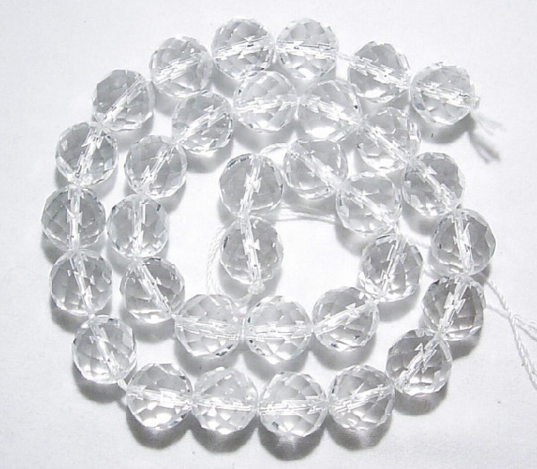 5,6,8,10,12mm Clear Quartz Round Faceted Natural Gemstone Beads --15.5 ...