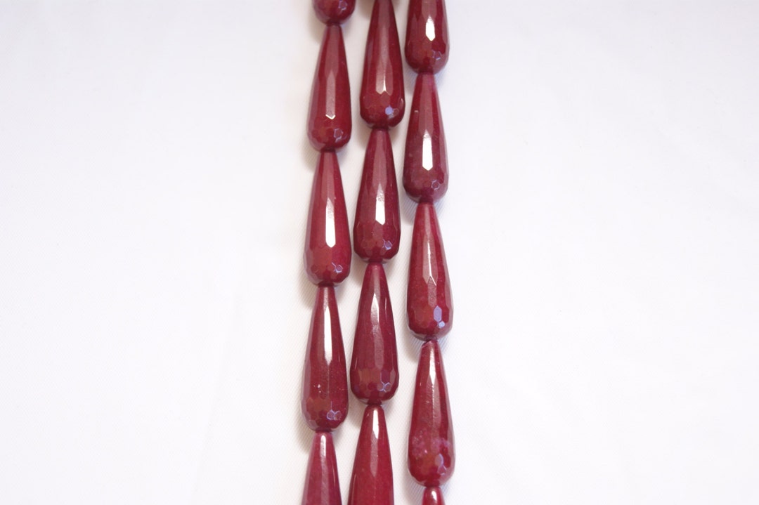 Ruby Jade Teardrop Gemstone Bead-30mm X 10mm -15 Inch Strand- - Etsy