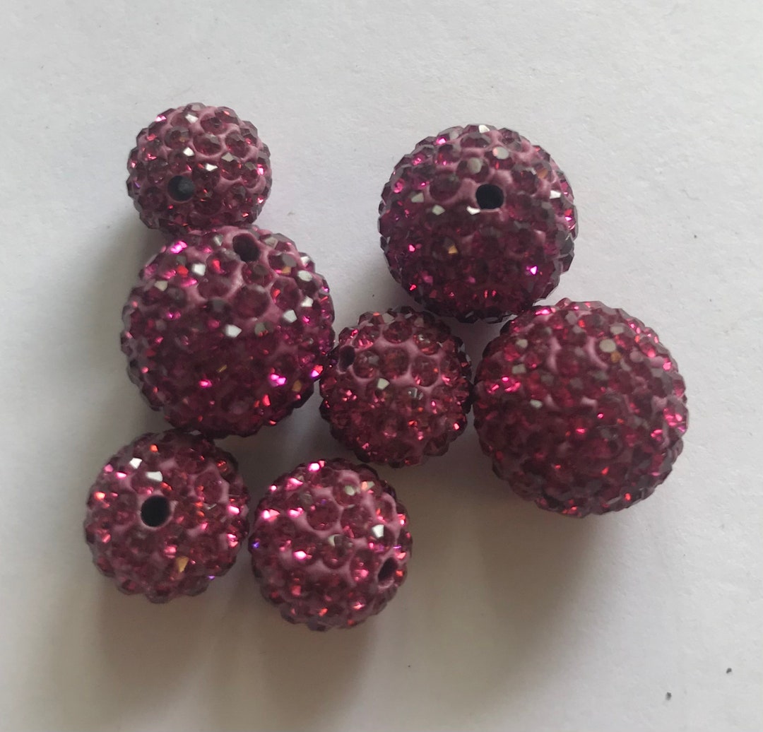 10pcs 6mm 8mm 10mm 12mm 14mm Red Color Bling Spacer Crystal Rhinestone ...