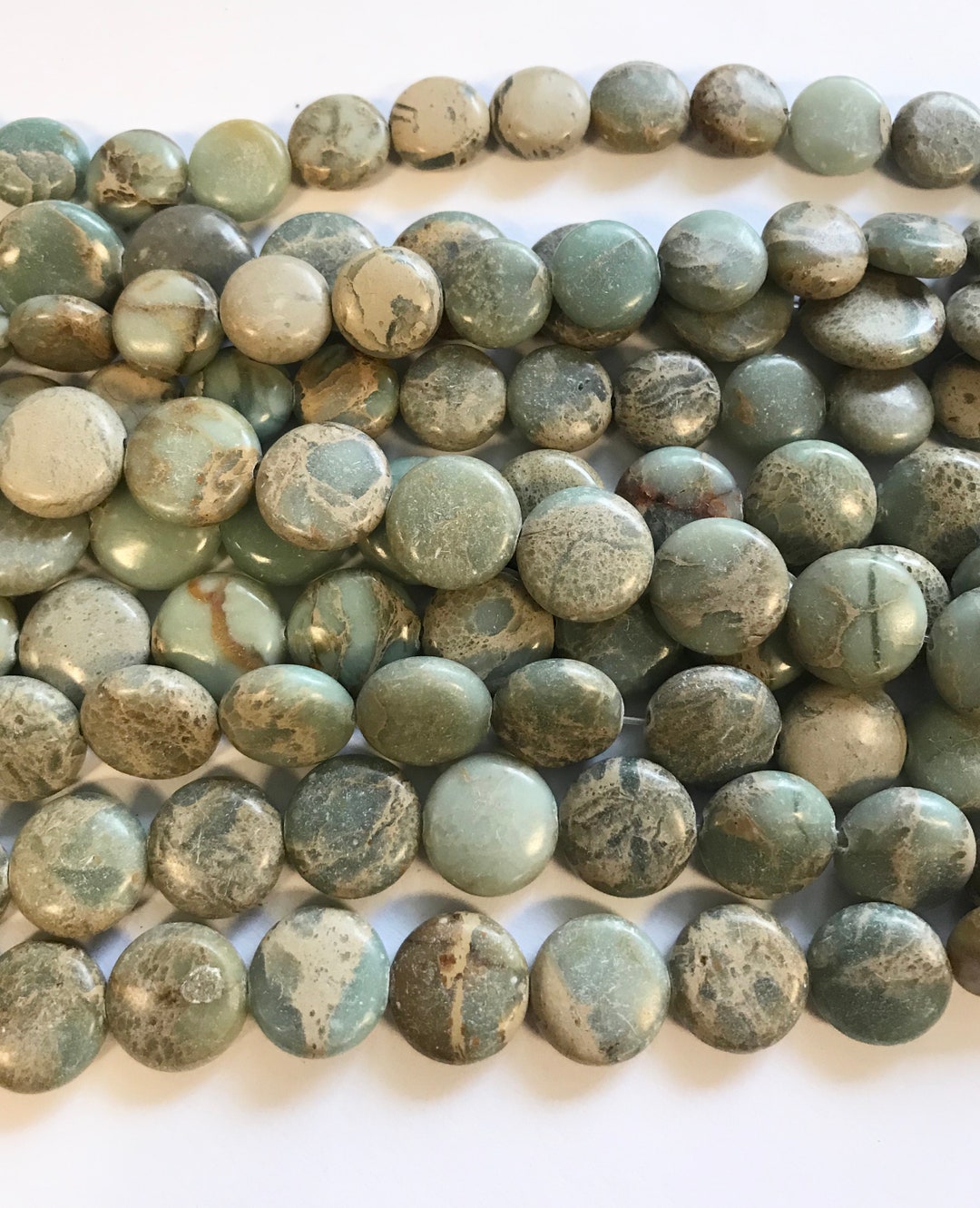 African Blue Opal 8x4mm 12x5mm 14x6mm Flat Coin Gemstone Beads - 15.5 ...