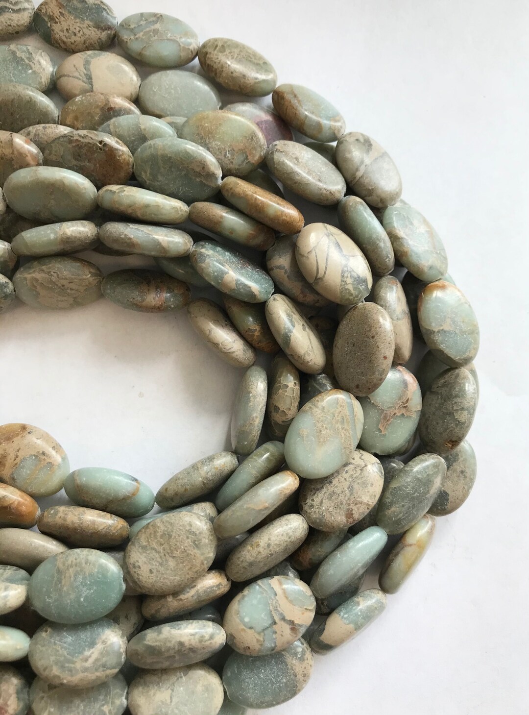Africa Blue Opal 10x8x4mm 18x13x5m 25x18x6mm Flat Oval Gemstone Bead ...